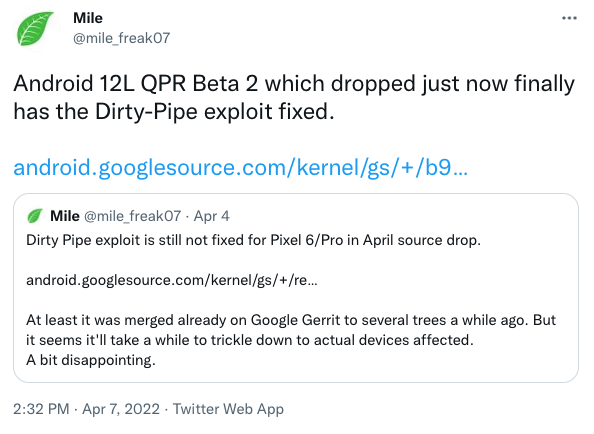 Android 12 QPR3 Beta 2 lands for Pixel owners with potential ‘Dirty-Pipe’ fix